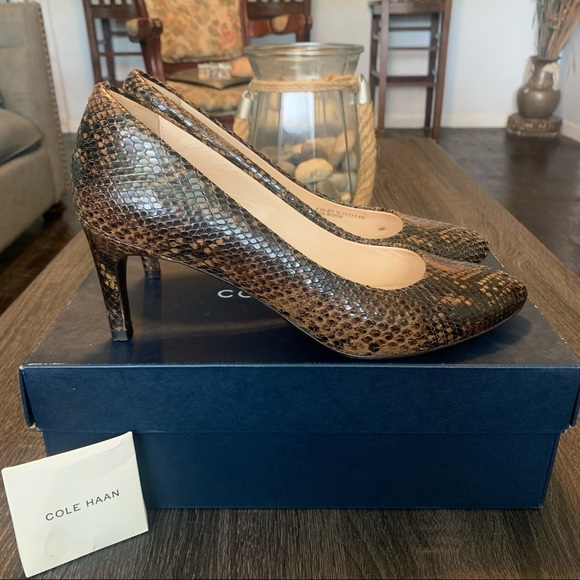Cole Haan | Shoes | Cole Haan Brown Snakeskin Pumps Heels Women Shoes 8 ...